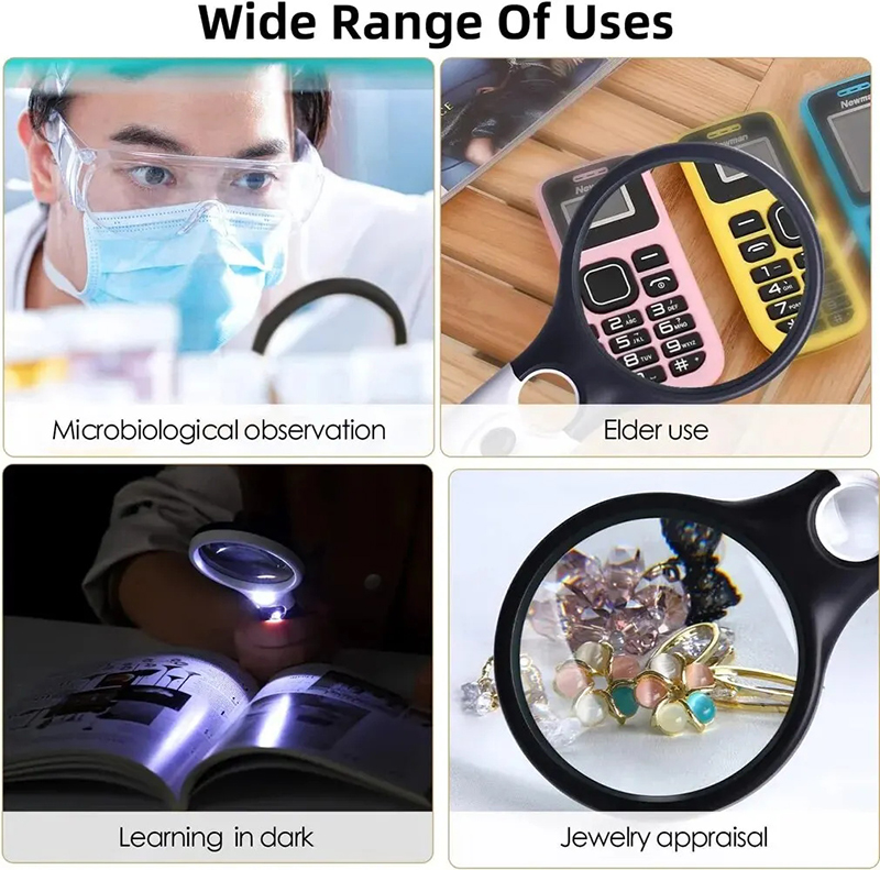 KIPRUN LED Magnifying Glass Lens, 45x3 Mini Pocket Handheld Microscope ...