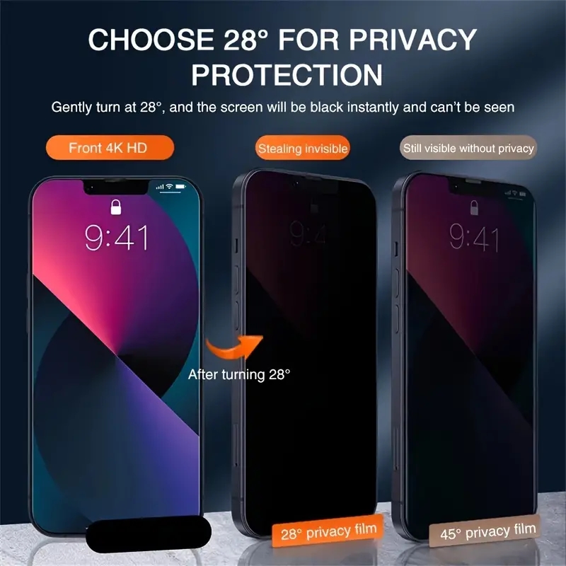 2Pcs Privacy Tempered Glass Film Screen Protectors for iPhone 11 15 12 ...