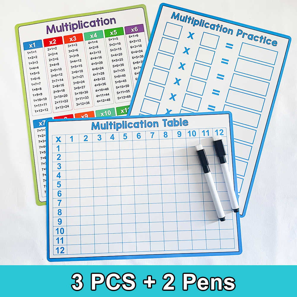 A4 Multiplication Table Poster Calculation Practice Dry Erase Chart ...