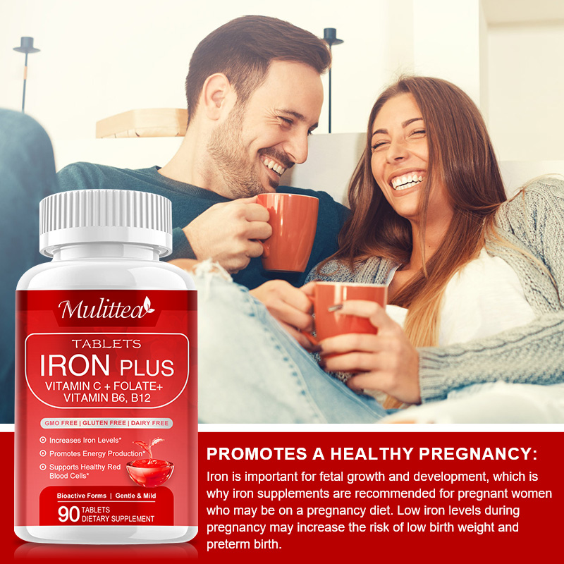 Mulittea Iron Plus Vitamin C + Folate + Vitamin B6, B12 Tablets Heart ...