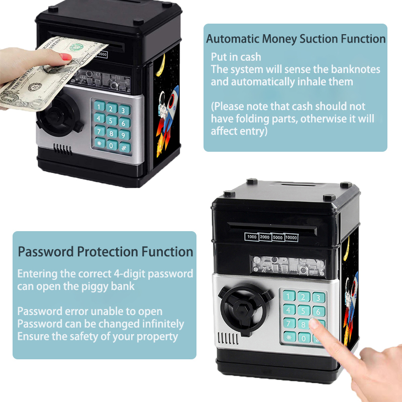 Piggy Bank Kids Smart Password Money Storage Tank ATM Money Box ...