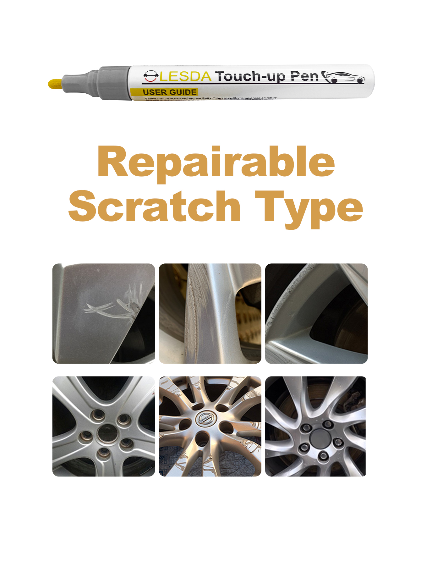 Rim Touch Up Paint - Wheel Repair Curb Rash, Quick and Easy Wheel ...