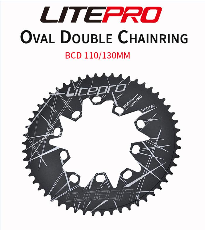 Litepro MTB Road Bike Double Oval Chain Ring BCD 110 130mm 54 56 58T ...