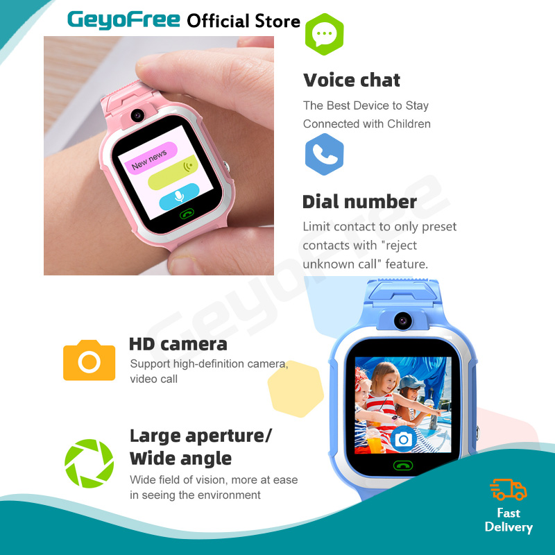 GeyoFree 2024 New Kids Smart Watch Phone 4G SeTracker2 Video Call GPS ...