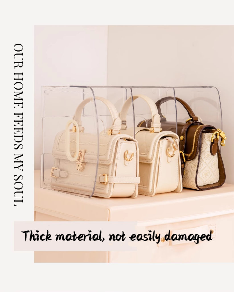 Bag Organiser Stackable Bag Storage Box Transparent Divider Handbag ...