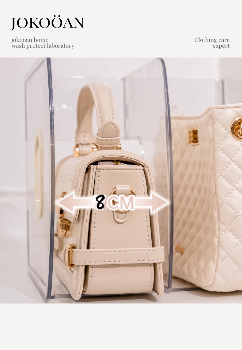 Bag Organiser Stackable Bag Storage Box Transparent Divider Handbag ...