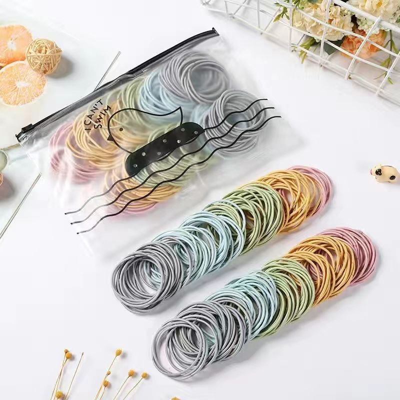 100PCS Elastic Hair Ties No Damage Hair Bands Soft High Elasticity Head ...