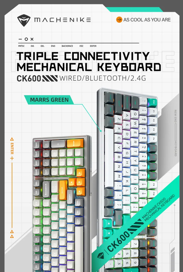 MACHENIKE CK600 Mechanical keyboard Wired/wireless/Bluetooth the third mock examination keyboard ...