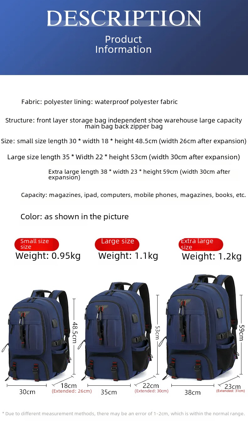 MY available 60/80L Travel Backpack men waterproof beg pack with shoe ...