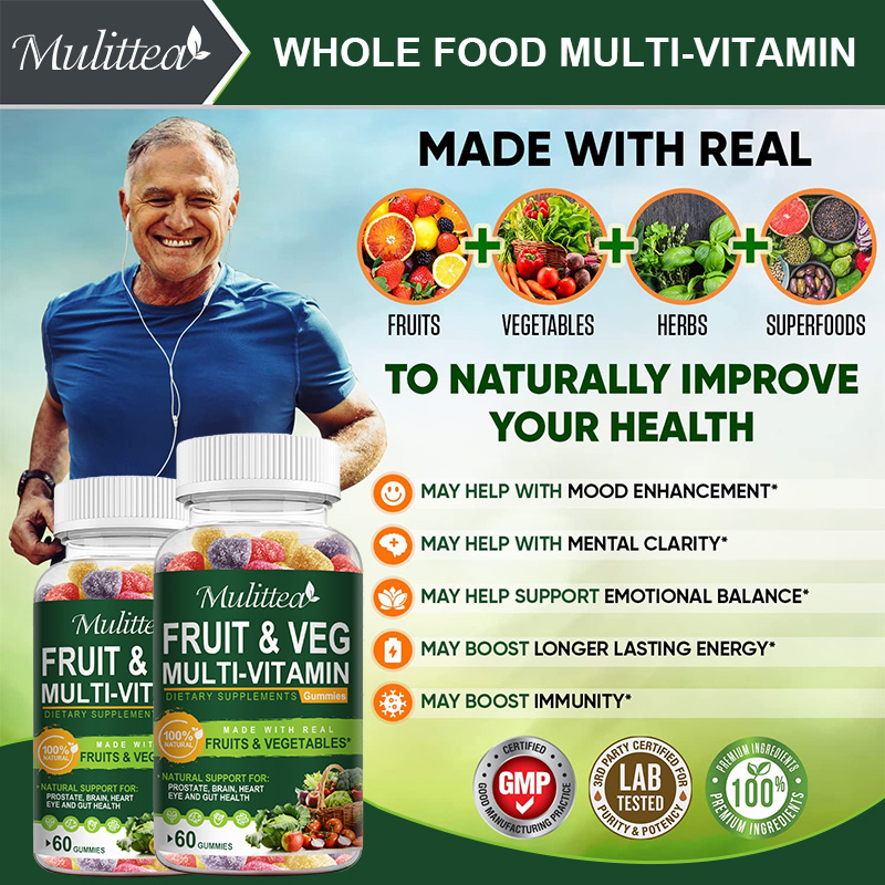 Mulittea Fruit & Veg Multi-Vitamin Gummies Felieves Tension And Fatigue ...