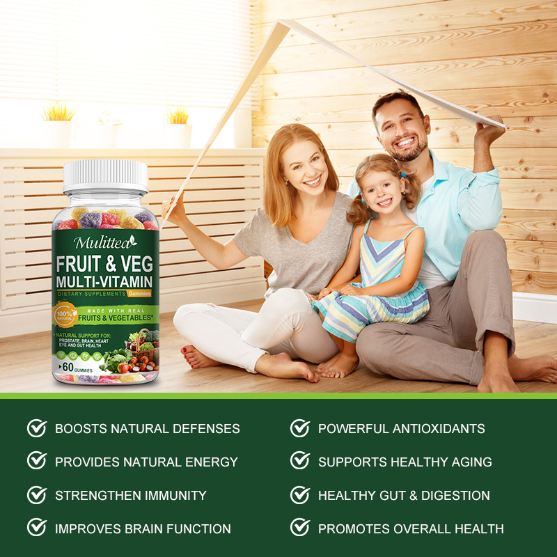 Mulittea Fruit & Veg Multi-Vitamin Gummies Felieves Tension And Fatigue ...