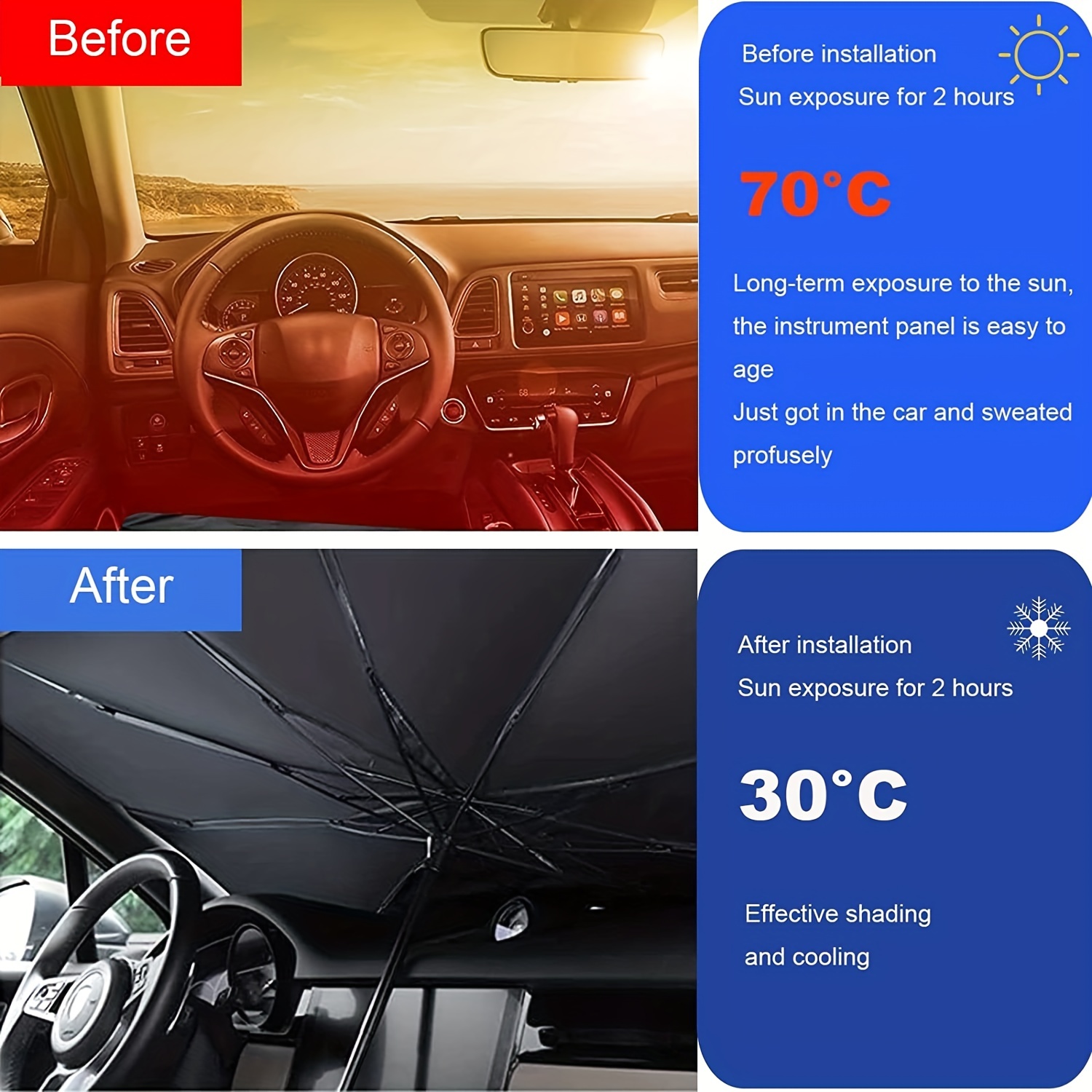 Car Sunshade Car Front Windshield Sunshade Retractable Foldable ...