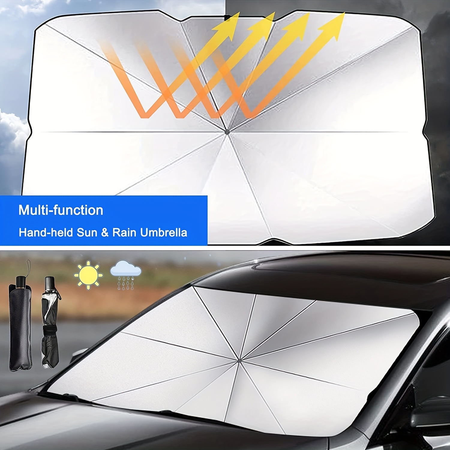 Car Sunshade Car Front Windshield Sunshade Retractable Foldable ...