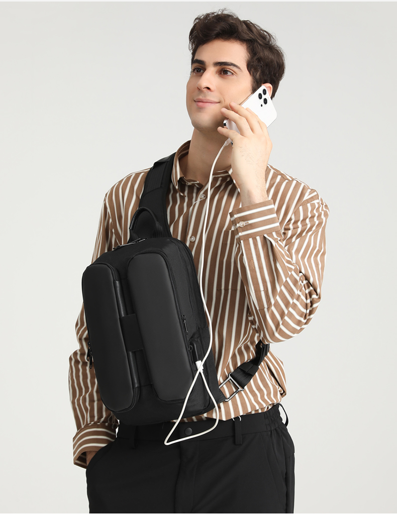 Resilver Men Sling Bags Korean Chest Bag Travel Shoulder Bagpack with ...