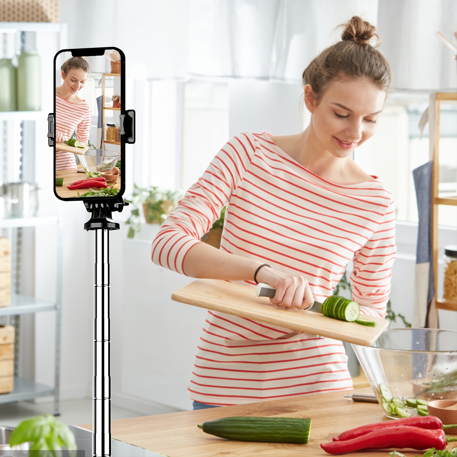 Extendable Selfie Stick Tripod with Wireless Remote and Phone Holder ...