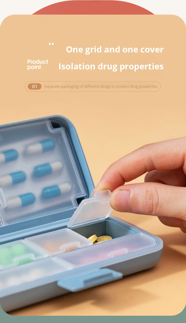 1PC Portable Sealed Pill Storage Box Compartment Portable Mini Pill Box ...