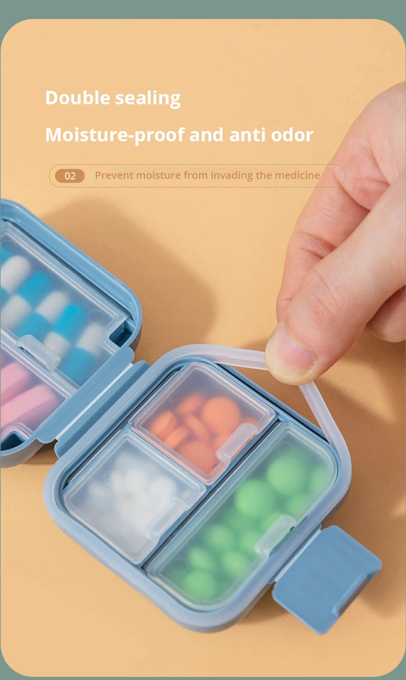 1PC Portable Sealed Pill Storage Box Compartment Portable Mini Pill Box ...