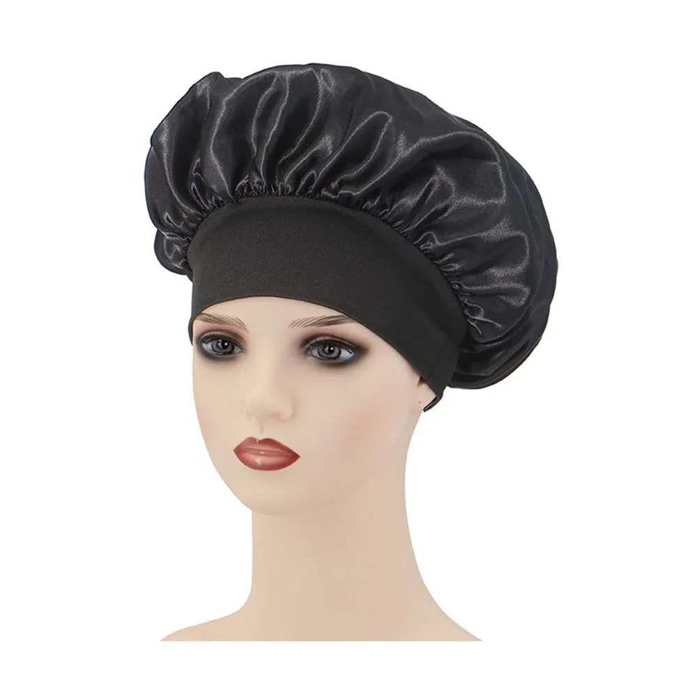 New Satin Night Cap Women'S Solid Color Sleeping Cap Hair Care Unisex ...
