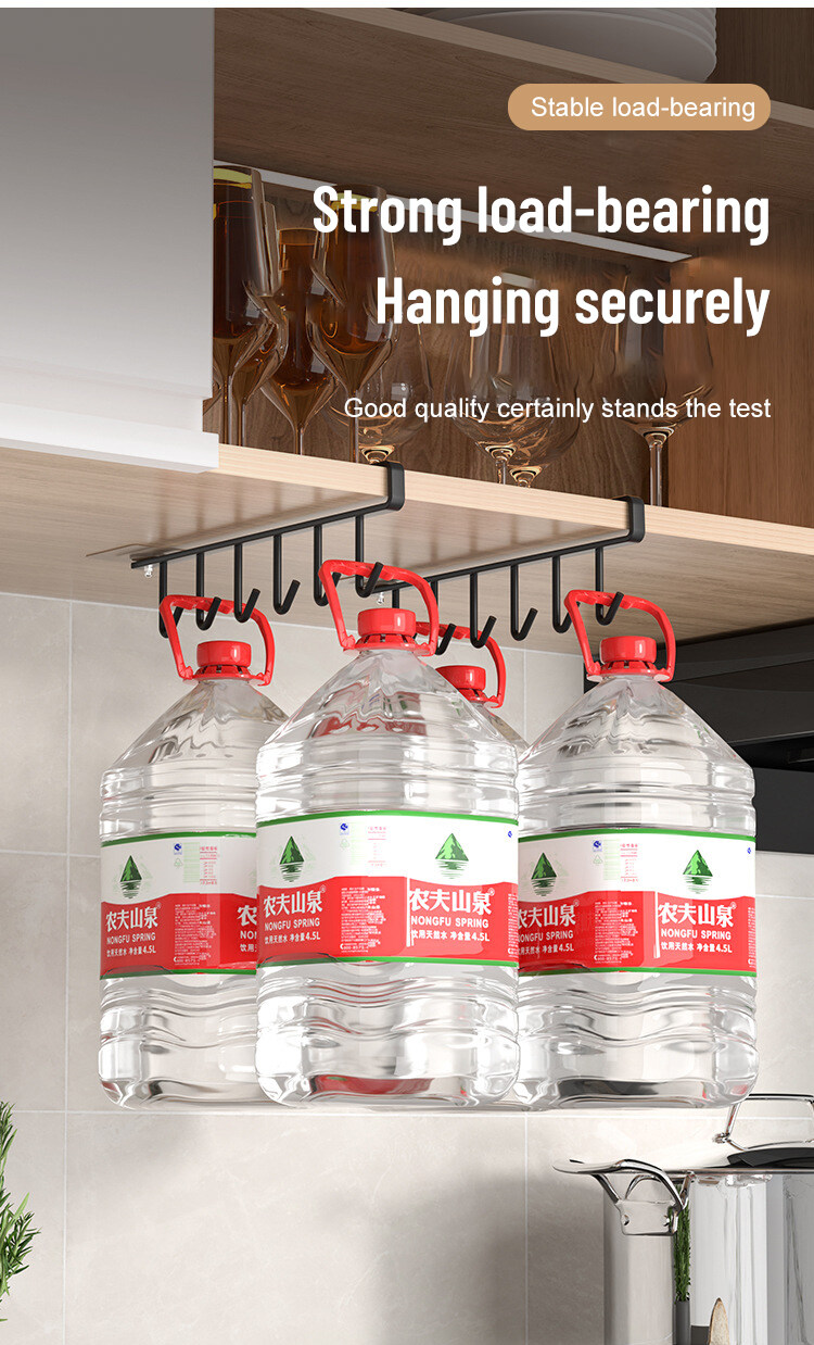 Black Kitchen Hanger Hook With No Marks Or Nails For Storing Pots ...