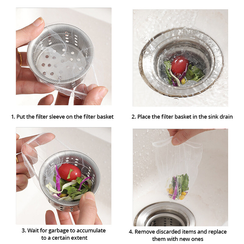 100pcs Disposable Sink Filter Kitchen Sewer Net Garbage Filter Bag Sink ...