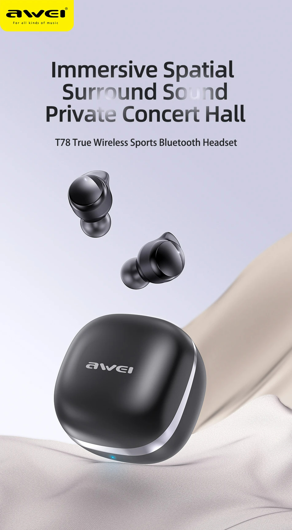 Awei T78 In Ear Bluetooth Earphone Mini True Wireless Earbuds IPX5 ...