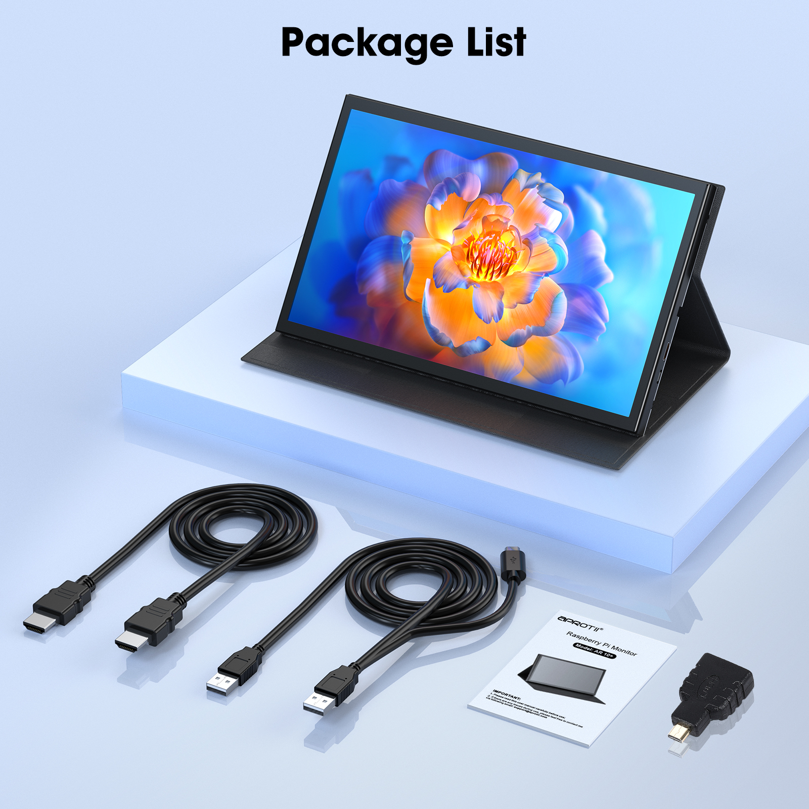 Portable Mini 10 inch Raspberry Pi Display 1024x600 IPS Capacitive ...