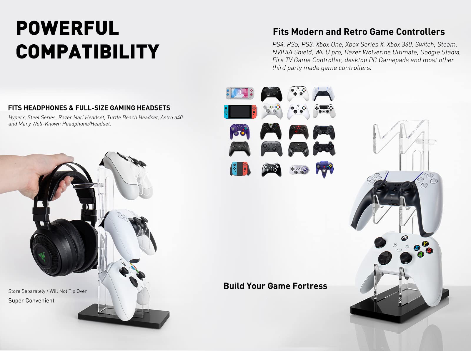 3 Tier Controller Holder Headset Stand Game Controller Acrylic Holder ...