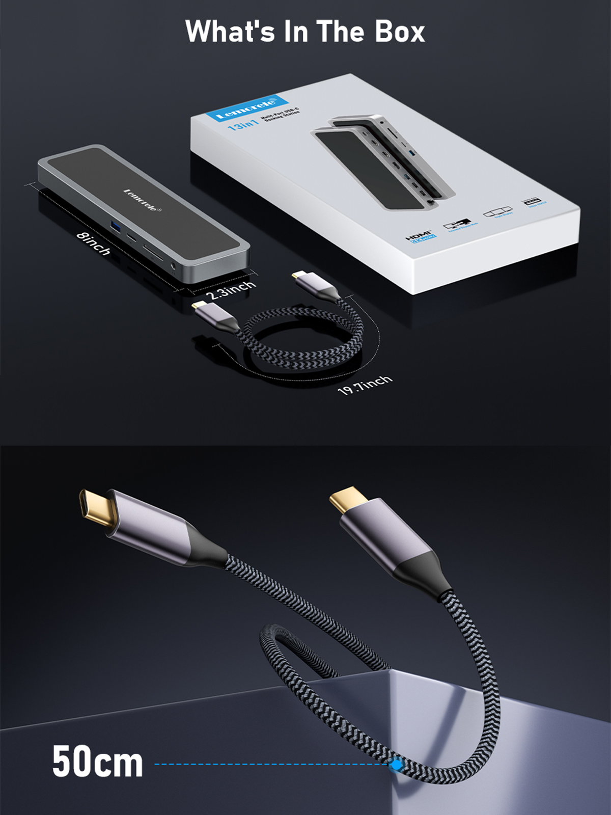 Lemorele Laptop Docking Station Usb C To Dual Hdmi Adapter Desktop Dock ...