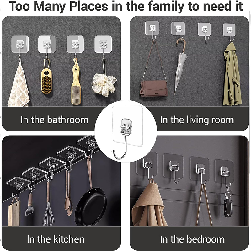 Large Sticky Hooks, 18 Packs Heavy-Duty Sticky Hooks, Waterproof Anti ...