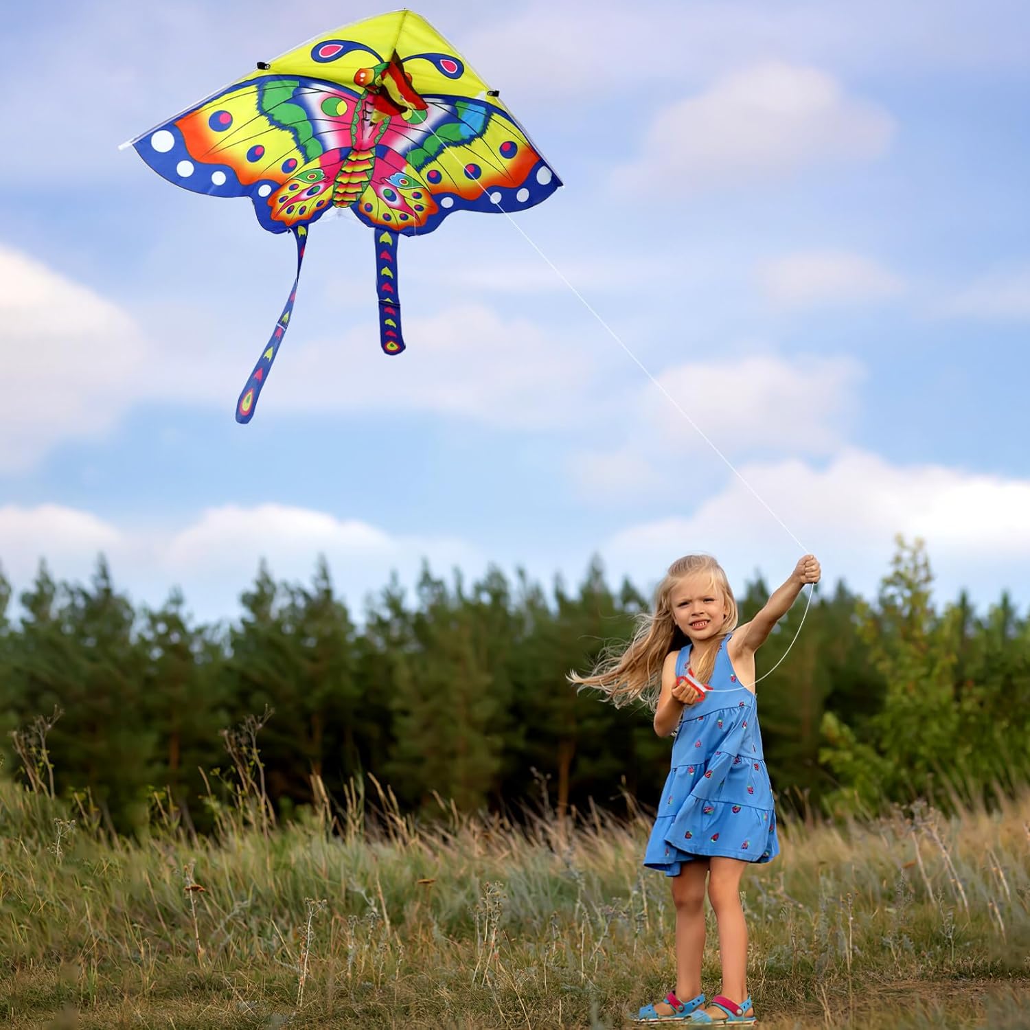 1 set of 90 cm colorful butterfly kite outdoor flying toys, 30 long ...