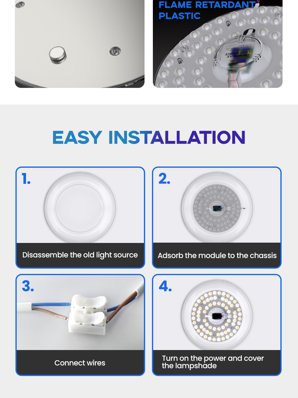 LED Ceiling Light Source 18W 24W 36W 48W 72 White/3 Color Light ...