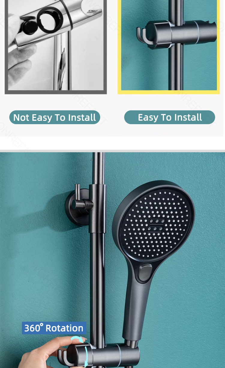 Shower Stand Rail Sliding Bathroom Shower Room Adjustable Shower Head ...