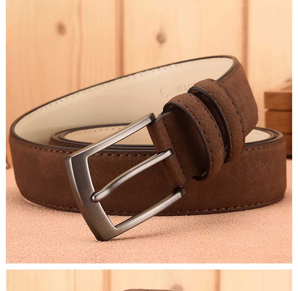 Men Suede PU Leather Belt with Plus Size Needle Buckle Retro Fashion ...