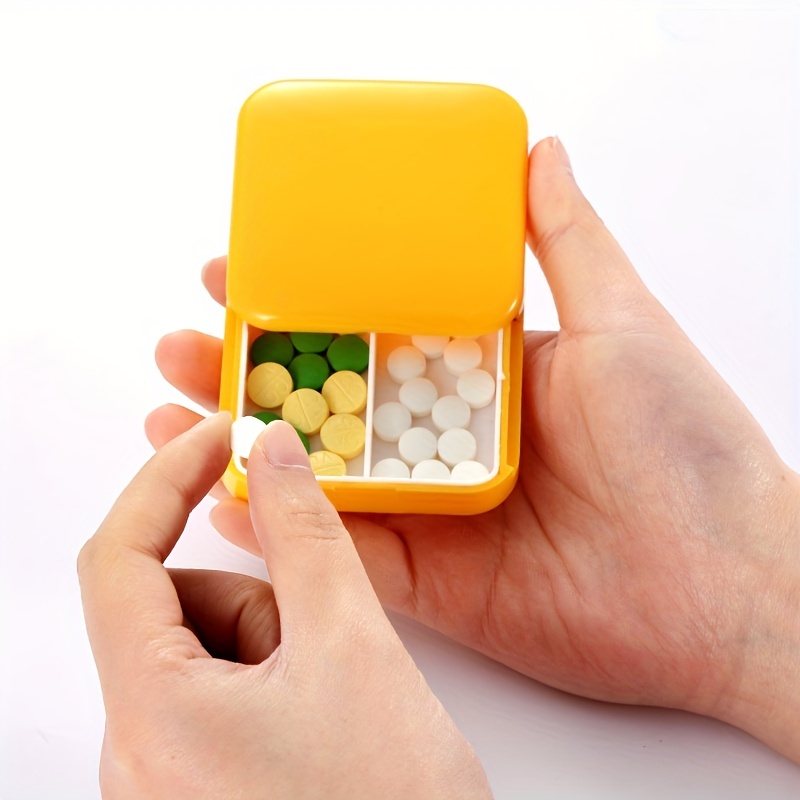 Travel Mini Pill Box Push-Pull Type 2 Compartments Small Pill Box ...
