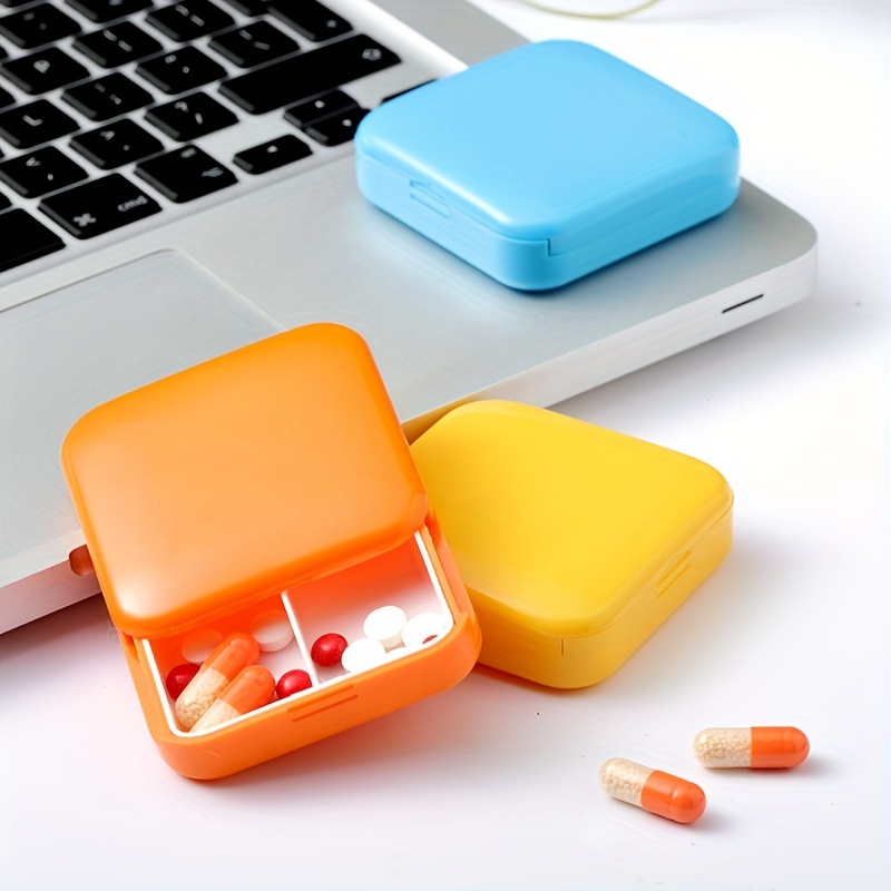 Travel Mini Pill Box Push-Pull Type 2 Compartments Small Pill Box ...