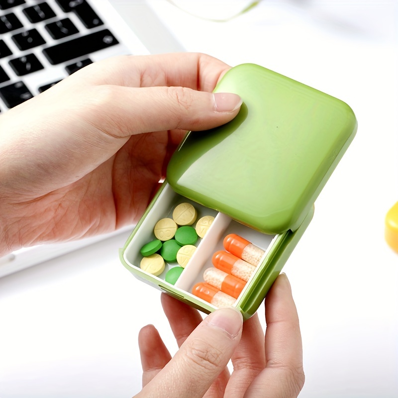 Travel Mini Pill Box Push-Pull Type 2 Compartments Small Pill Box ...