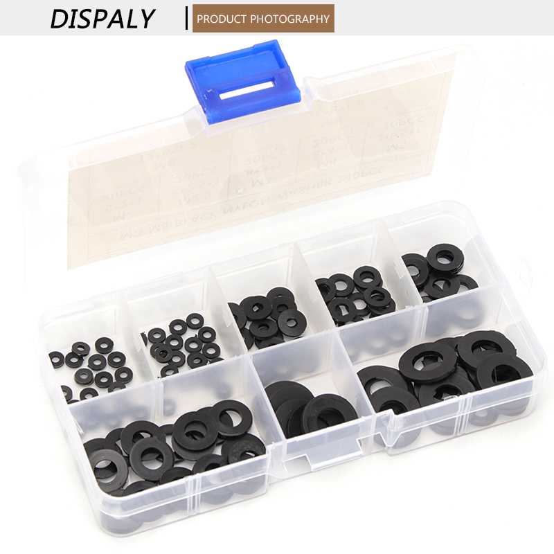 140PCS/box HARD TYPE Nylon Washer Flat Gasket M2 M2.5 M3 M4 M5 M6 M8 ...