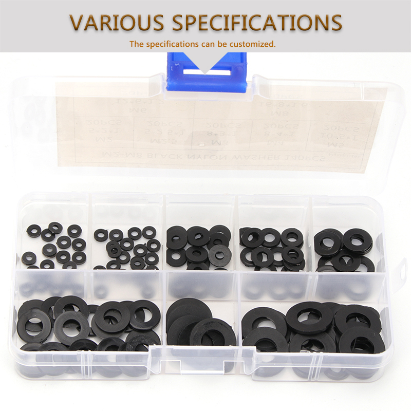 140PCS/box HARD TYPE Nylon Washer Flat Gasket M2 M2.5 M3 M4 M5 M6 M8 ...