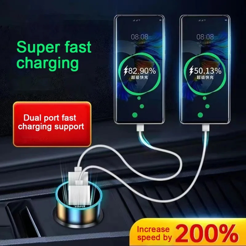 2-Port 15W+16W Car Charger with Digital Display - Fast USB Adapter for ...