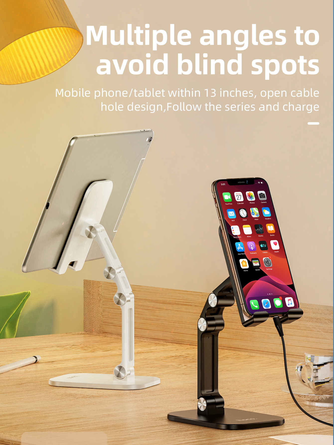 HOCO PH34 Universal Desktop Tablet Holder Foldable Folding Phone Tablet ...