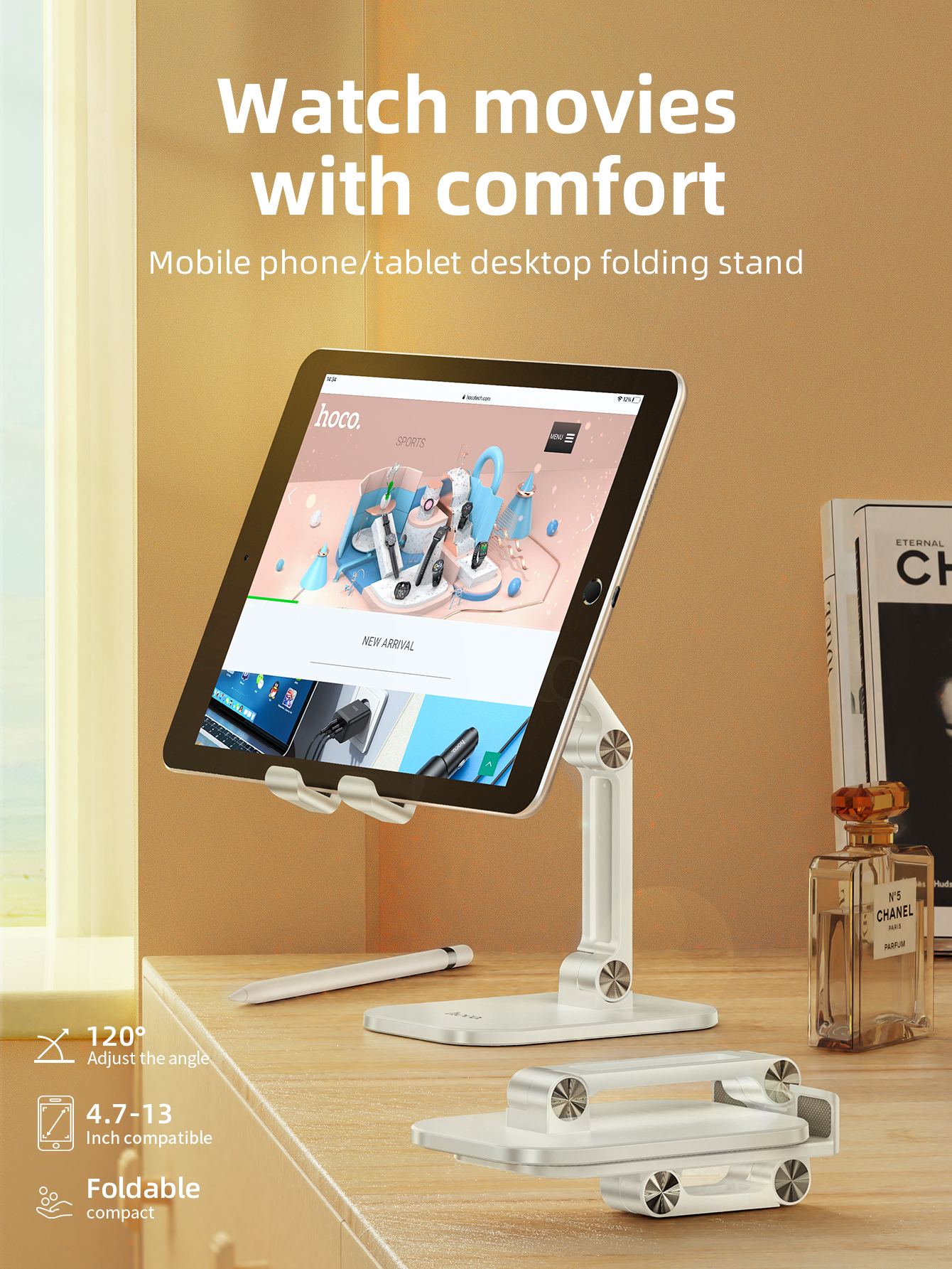 HOCO PH34 Universal Desktop Tablet Holder Foldable Folding Phone Tablet ...
