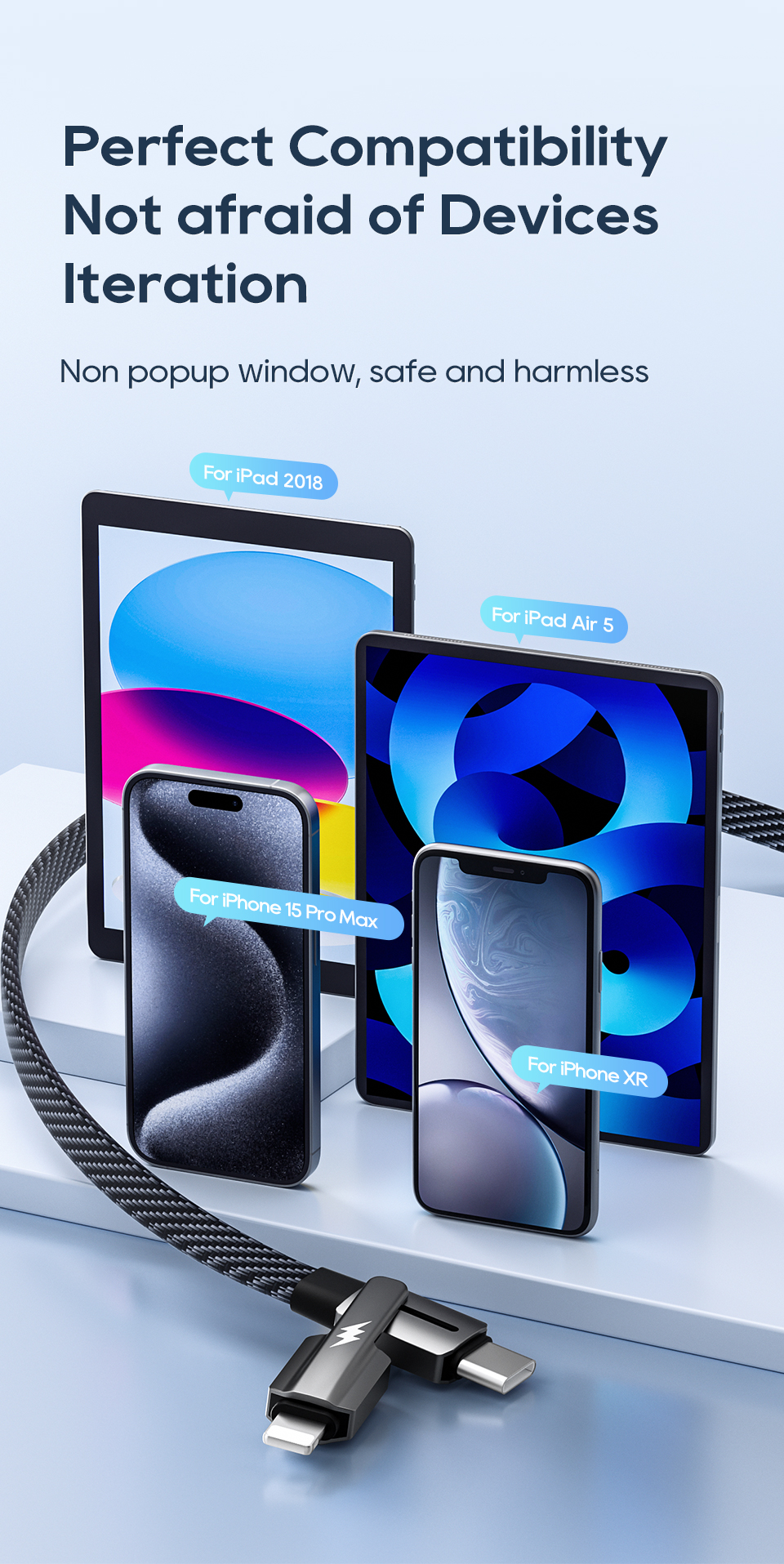 KUULAA USB C-cable three in one USB-C cable 60W USB-C charger cable ...