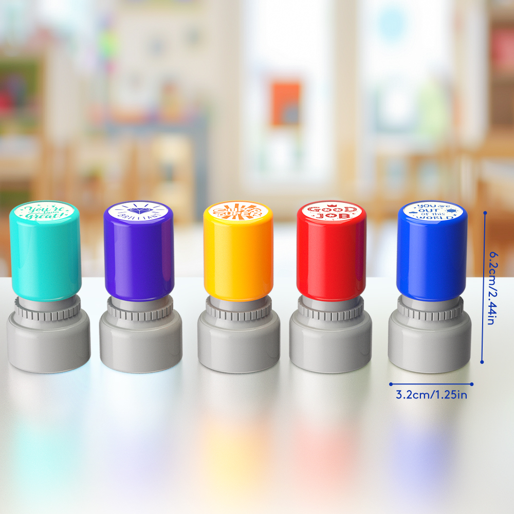 5 Pieces Package Teacher Stamp Teacher Self-Charging Rubber Stamp ...