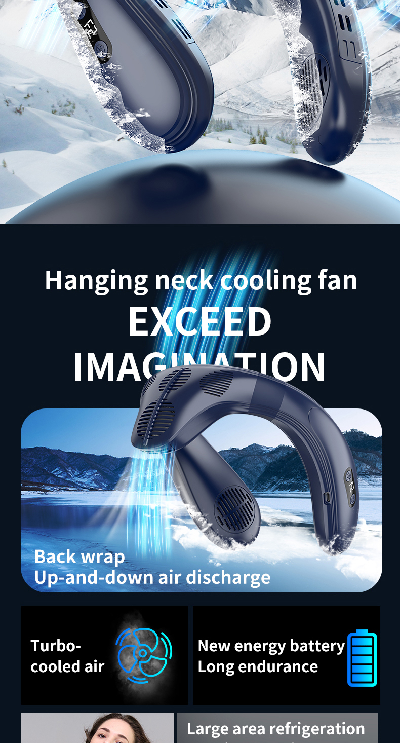 2024 New Neck Fan Hanging Neck Cooling Fan Semiconductor Fan Hanging ...