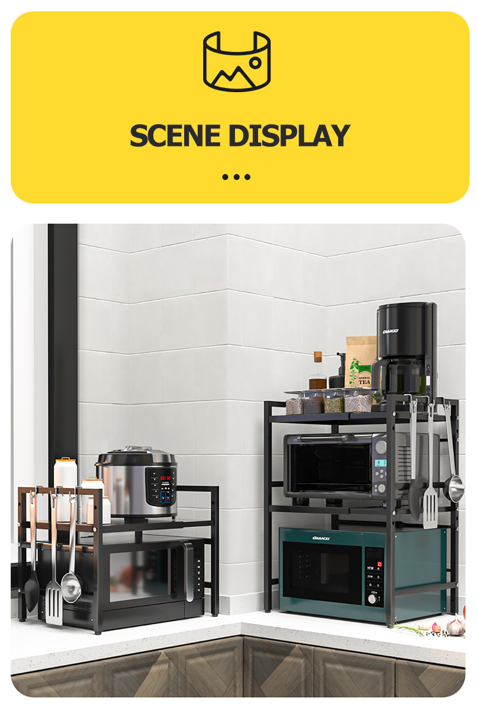 【SG Stock】Microwave Rack Adjustable Length and Height Oven Rack Shelf ...