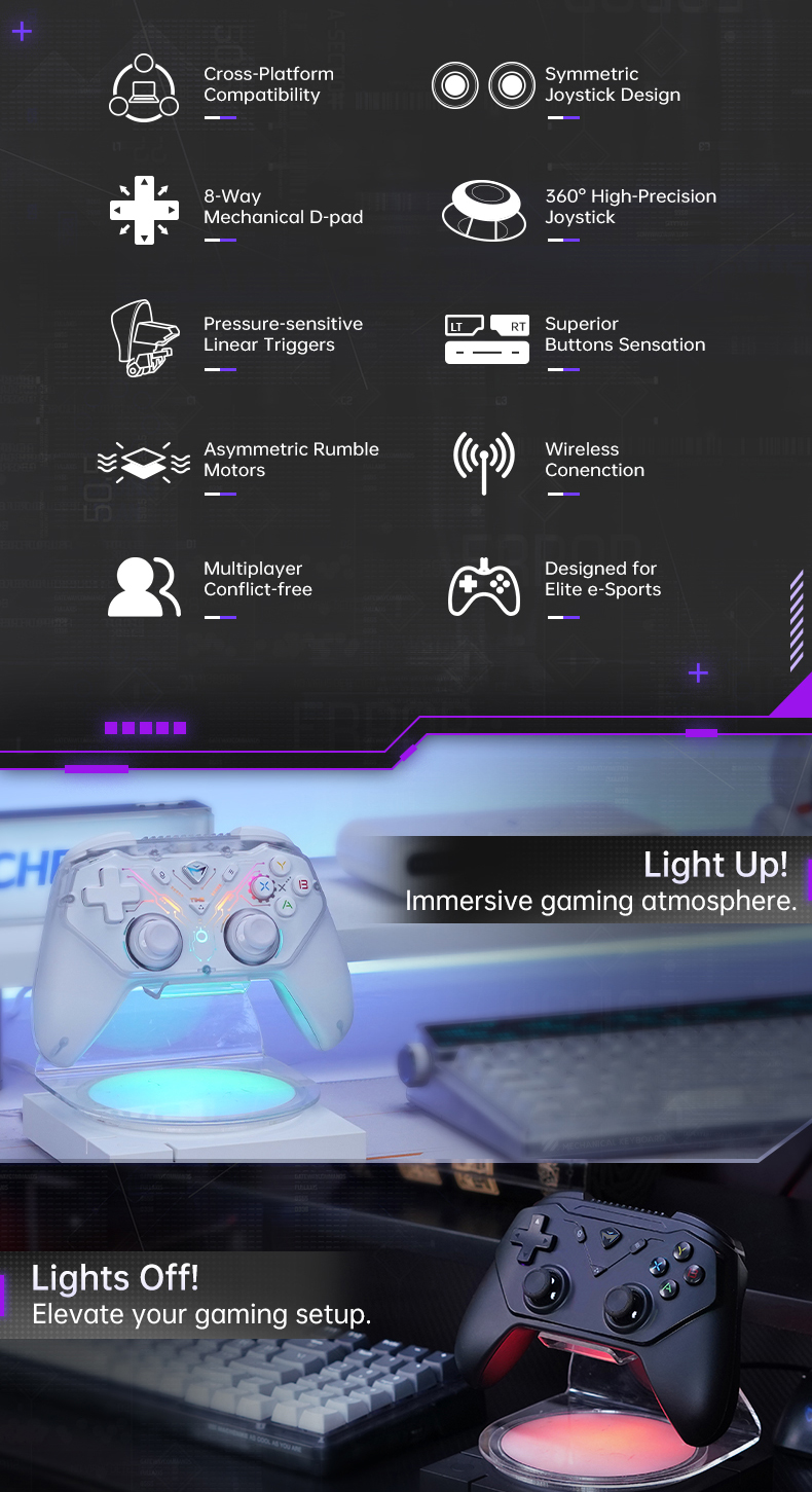 Machenike G3S Wireless Gamepad Controller Translucent Shell PS like ...