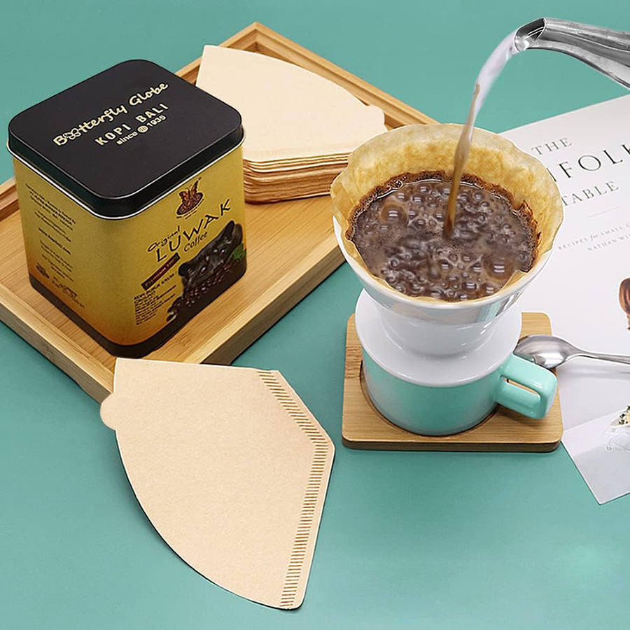 50pcs Cone Coffee Filter 1-4 cup Natural Paper Disposable for Pour Over ...