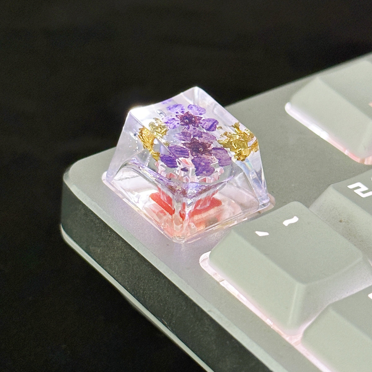 1 Piece Transparent Flower Keyboard Keycap Real Dried Flower Plum ...