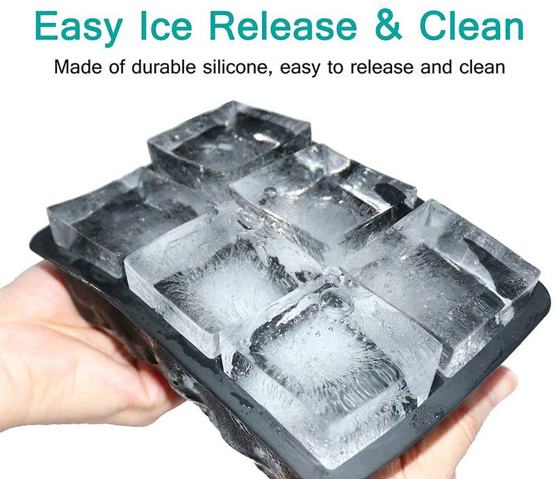 Ice Cube Trays Silicone Molds for Freezer with Lid Reusable Whiskey Ice ...