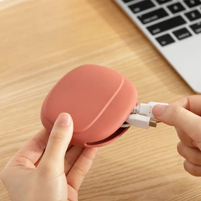 Portable Data Cable Headphone Storage Box Simple Mobile Phone Data Cable Organizing Bag Silicone ...